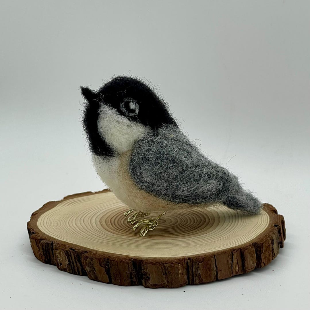 Black-capped Chickadee, Needle Felted Bird, Gift, Handmade, Wool - Etsy
