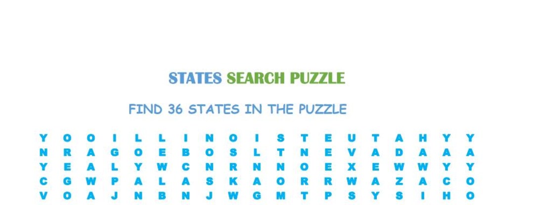 STATES Word Search Puzzle - Etsy