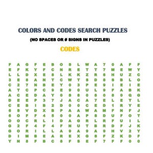 Colors and Codes Word Search Puzzles - Etsy