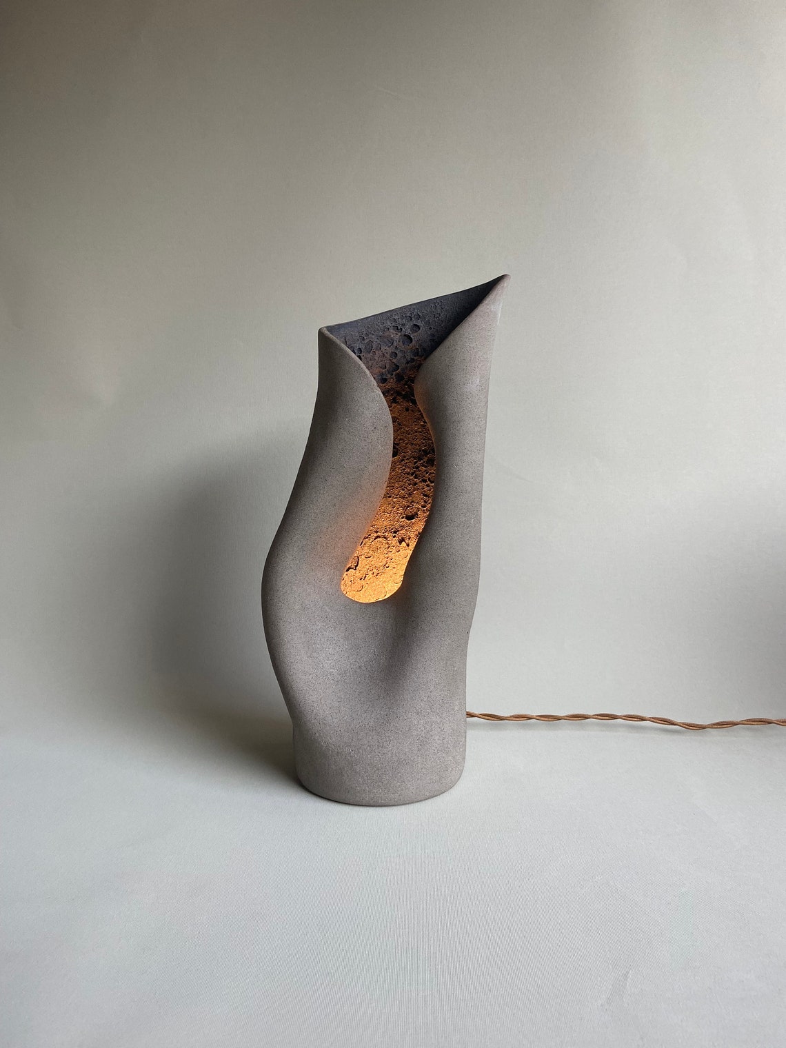 Sculptural Ceramic Table Lamp Art Deco Lamp Black Moon - Etsy