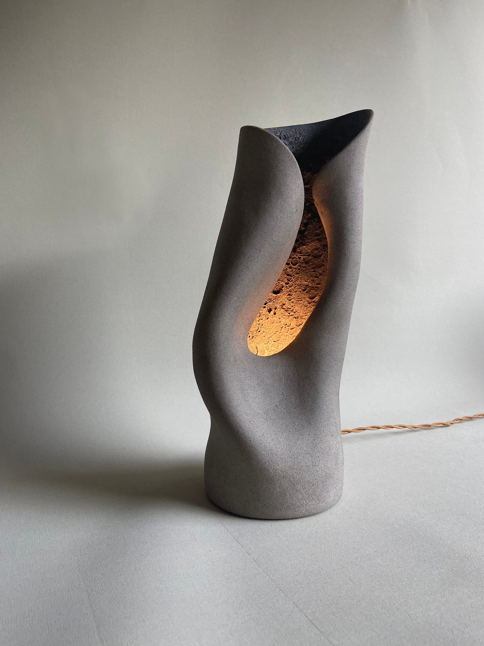 Sculptural Ceramic Table Lamp Art Deco Lamp Black Moon - Etsy