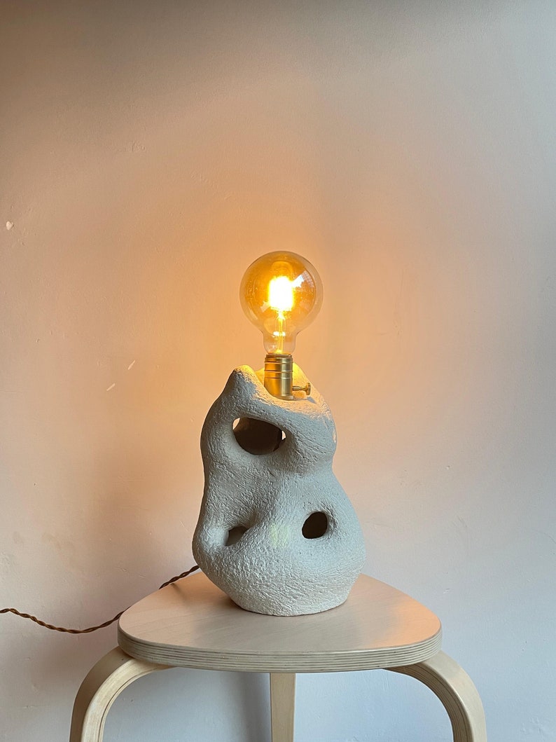 Sculptural Ceramic Table Lamp, Handmade Ceramic, Art Deco Lamp ...