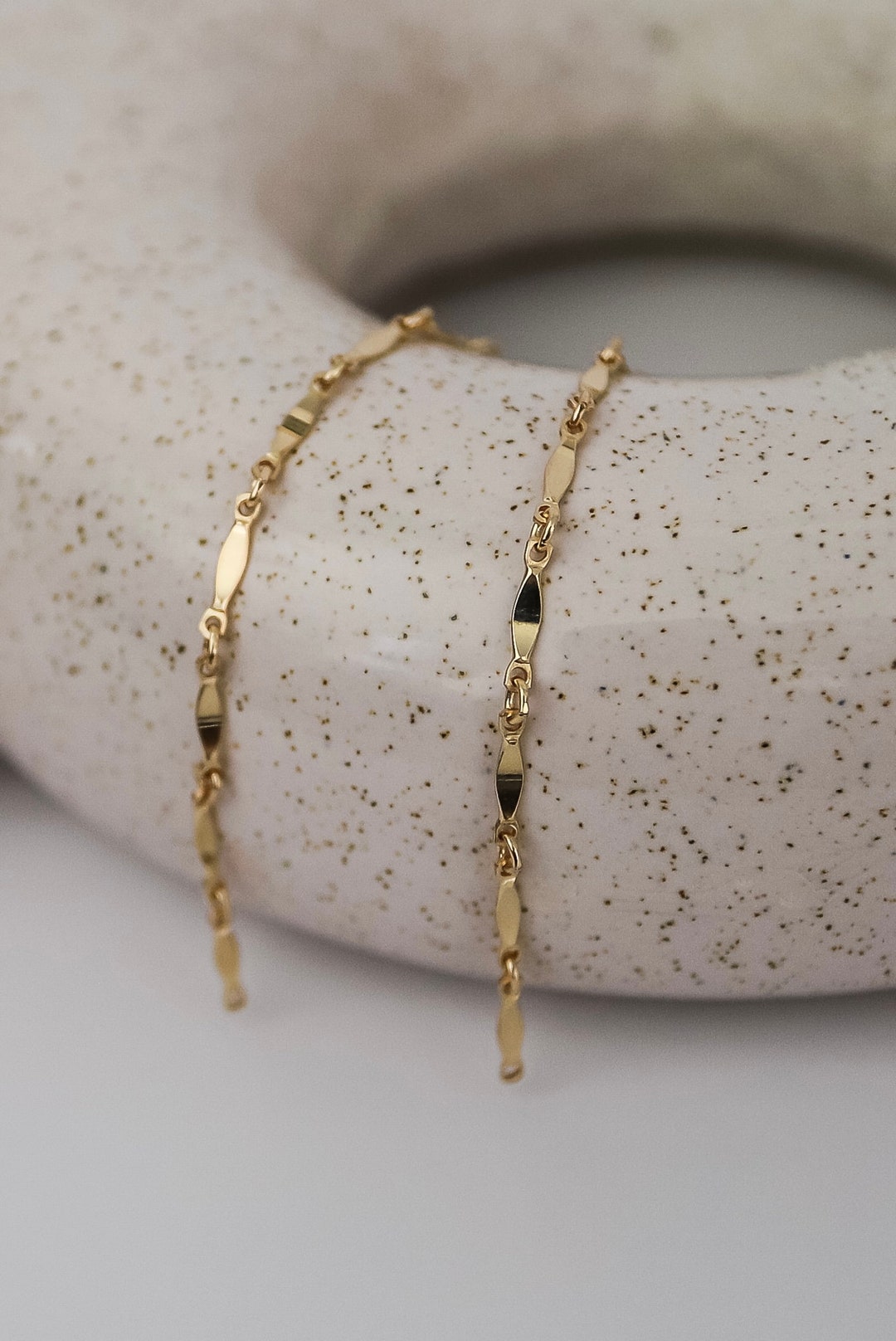 14k Gold Filled/sterling Silver Dapped Bar Chain by the Foot - Etsy