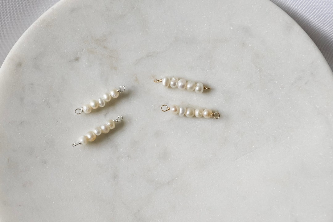 14k Gold Filled, 925 Sterling Silver Mini Fresh Water Pearl Connectors ...