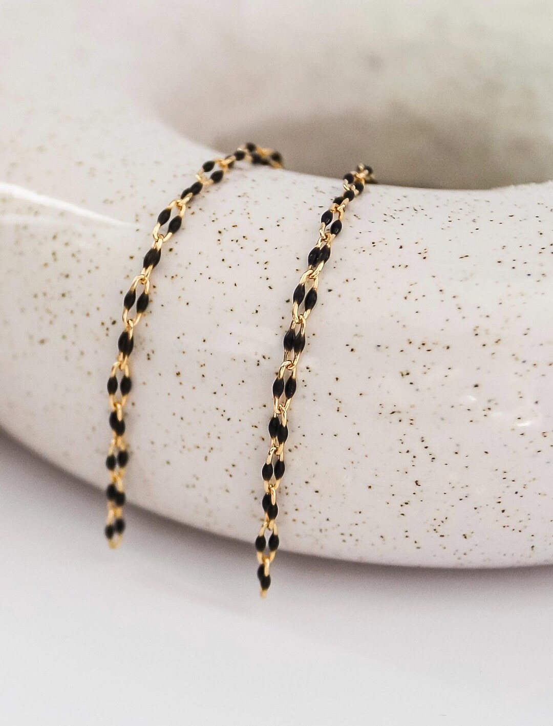 14k Gold Filled/925 Sterling Silver Black Enamel Paperclip Chain by the ...