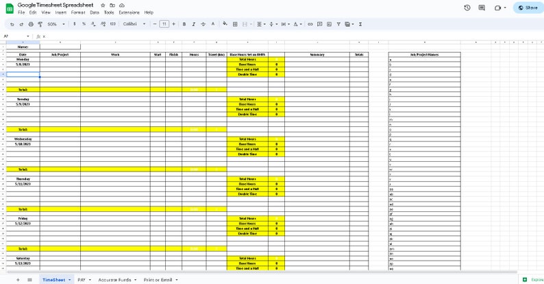 The Automated Job Timesheet - Etsy