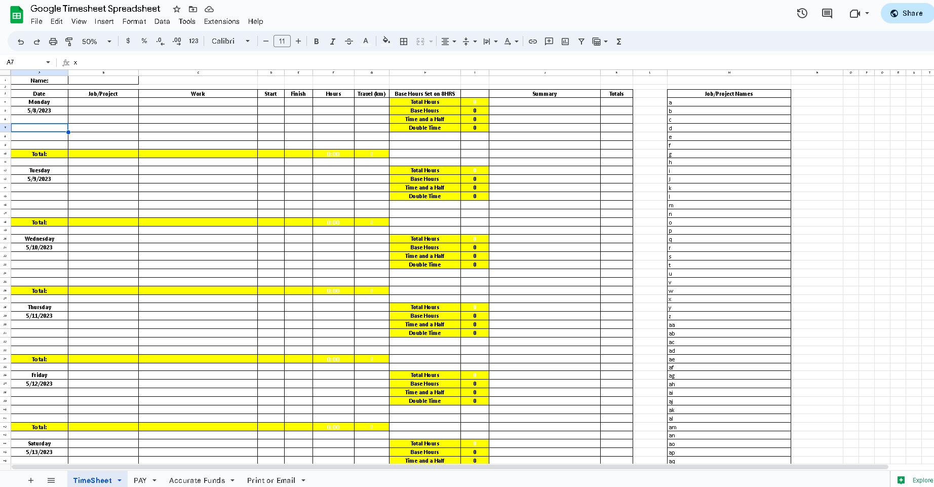 The Automated Job Timesheet - Etsy