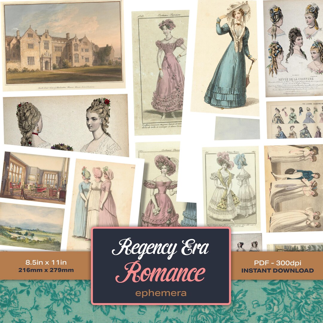 Regency Era Romance Ephemera - Junk Journal - Printable Paper, Ephemera ...