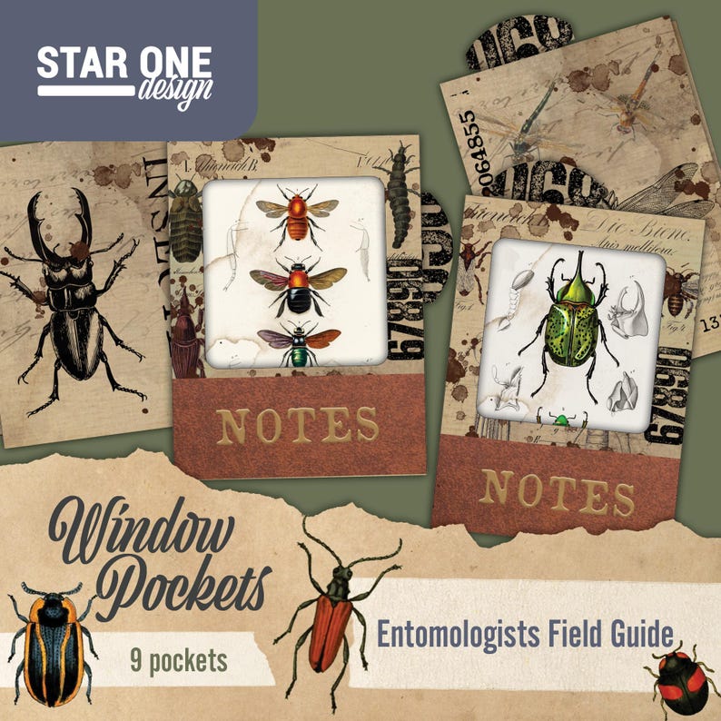 Entomologist’s Field Guide Junk Journal Ephemera Bundle – 113 Printable ...
