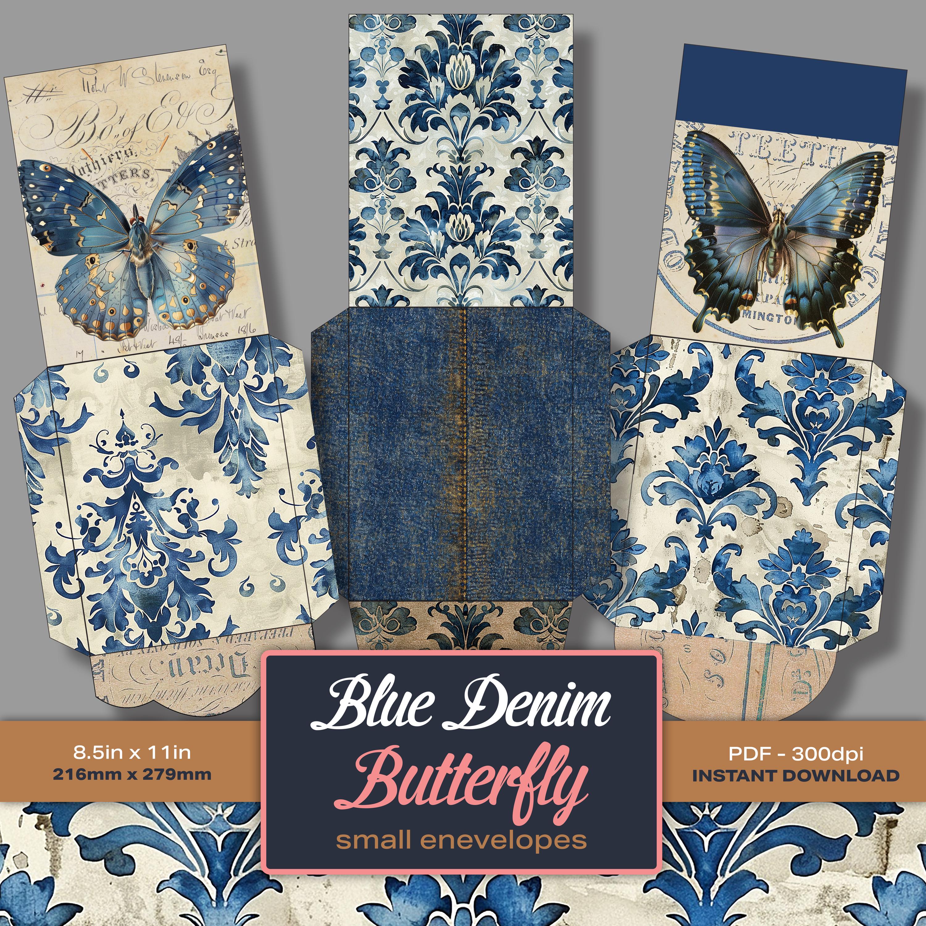 Blue Denim Butterfly Small Envelopes - Junk Journal - Printable Paper ...