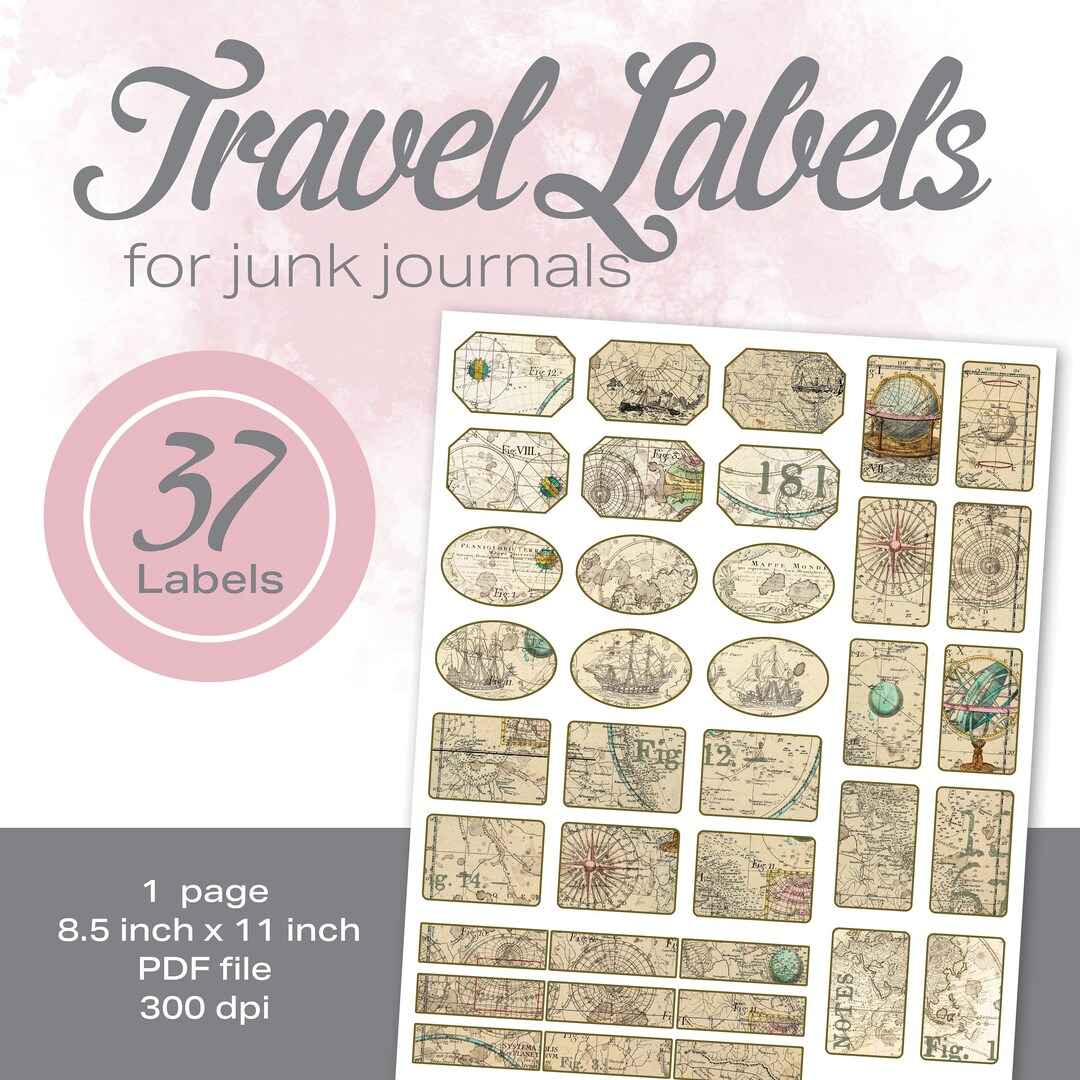 Travel Labels Printable Digital Download Ephemera for Junk Journals ...