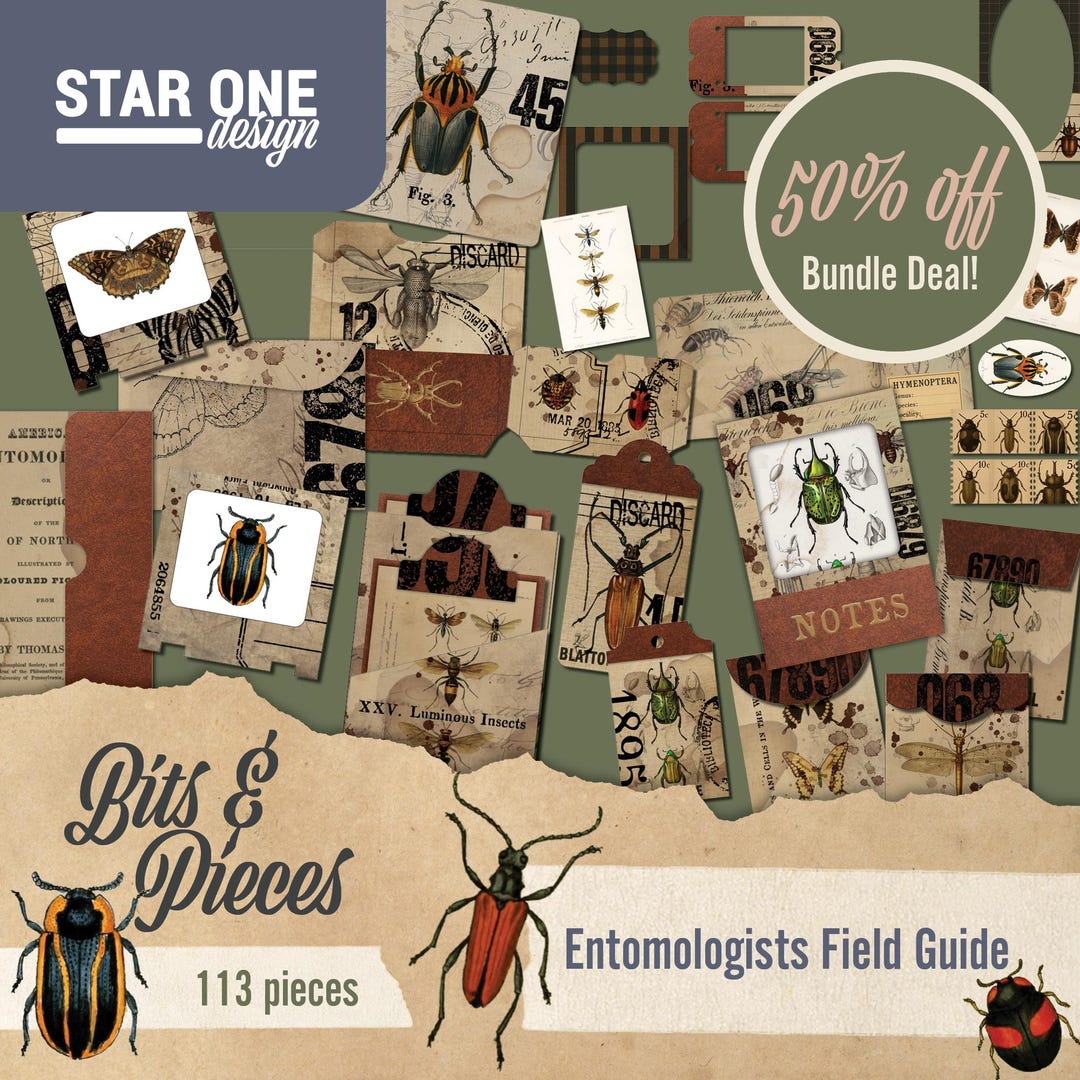 Entomologist’s Field Guide Junk Journal Ephemera Bundle – 113 Printable ...