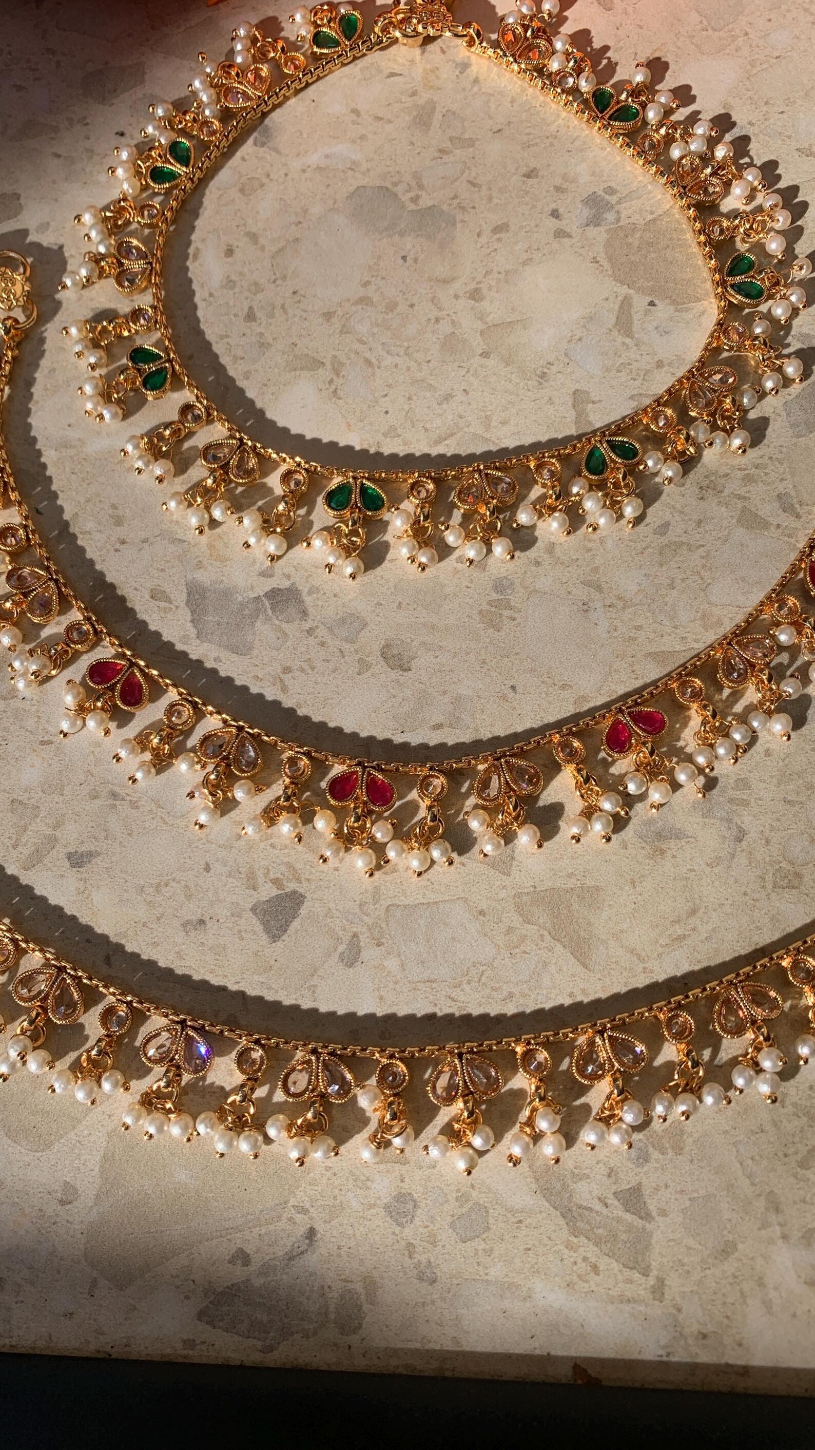 Meena Payals/ Feet Accessory/ Anklets Golden Polish/ Polki Payal/dainty ...