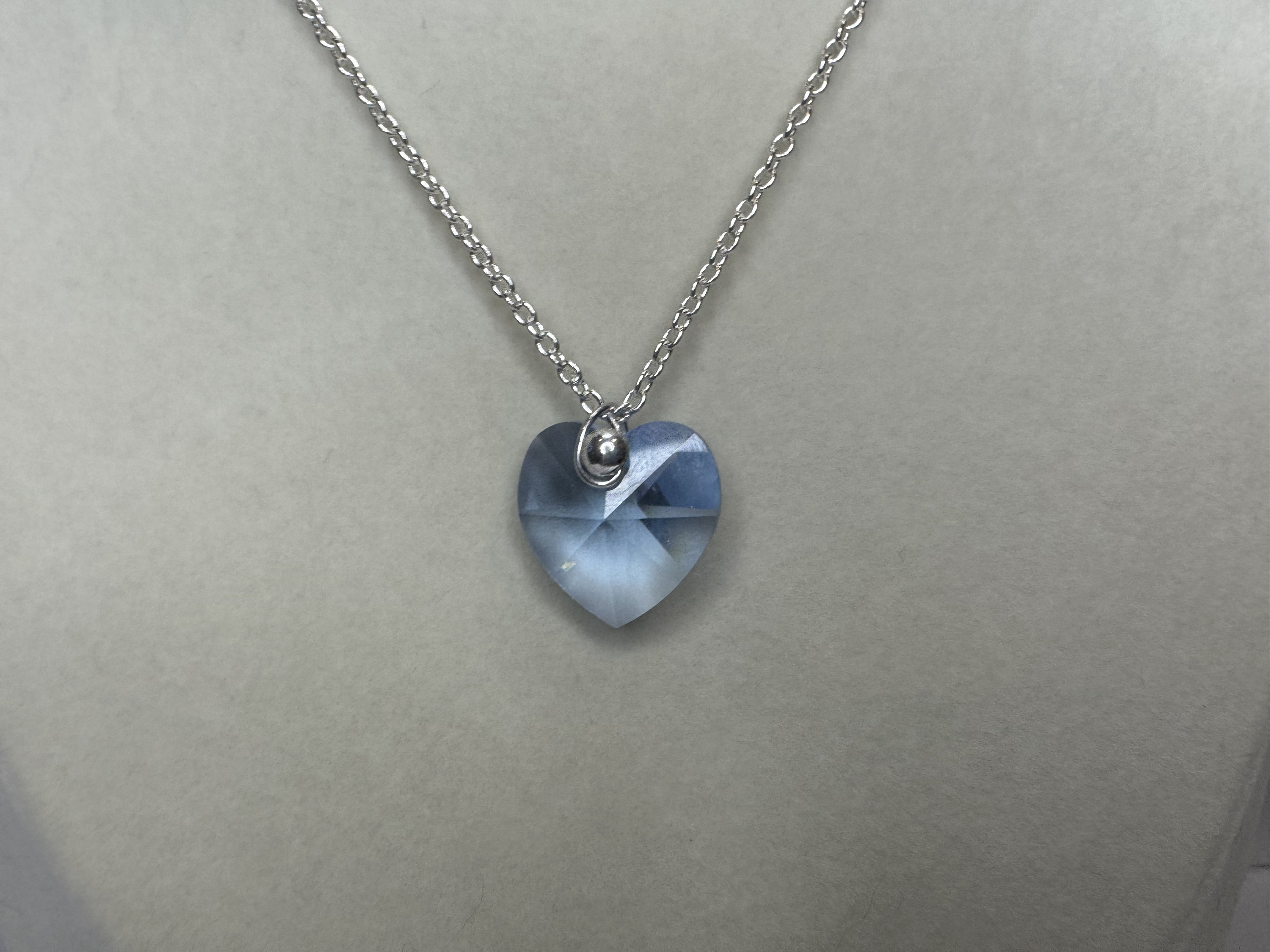 Blue Crystal Heart Necklace - Etsy