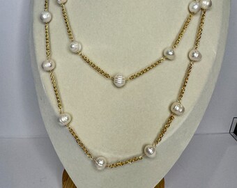 713 Vintage 14k White Gold Double Strand Pearls Necklace - Etsy