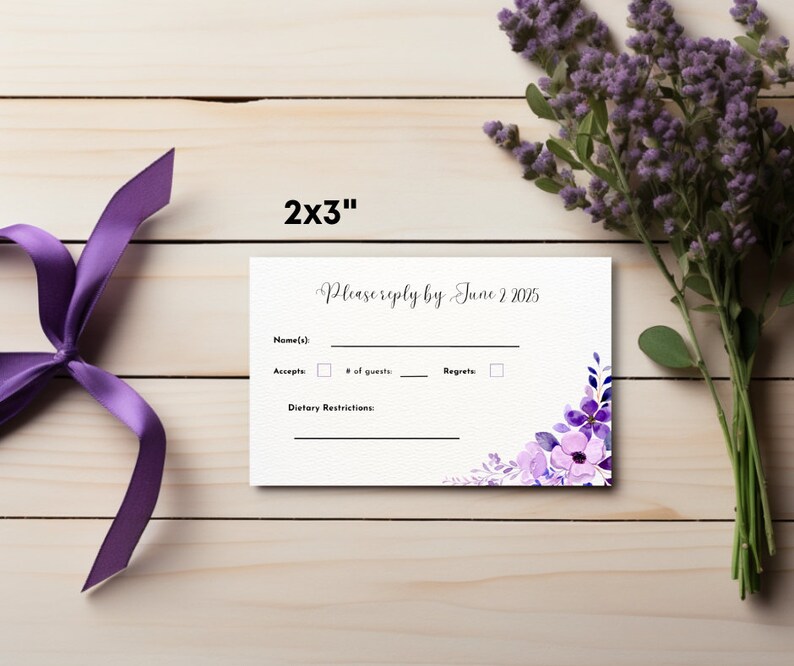 Purple Wedding Invitation DIY Canva Wedding Invitation Stationery ...