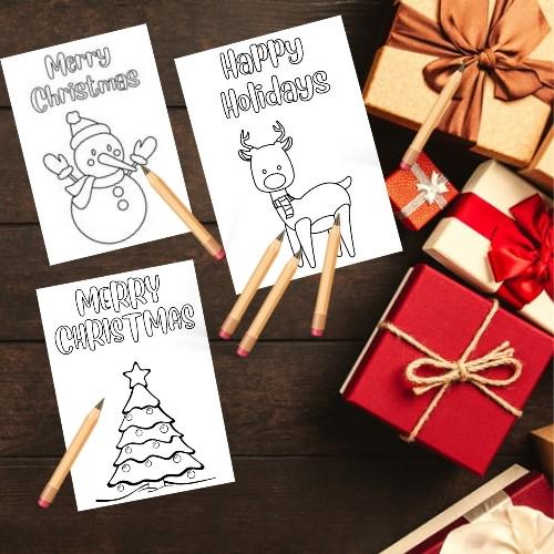 Printable Christmas Cards, Colouring Christmas Cards, Kids Colouring ...