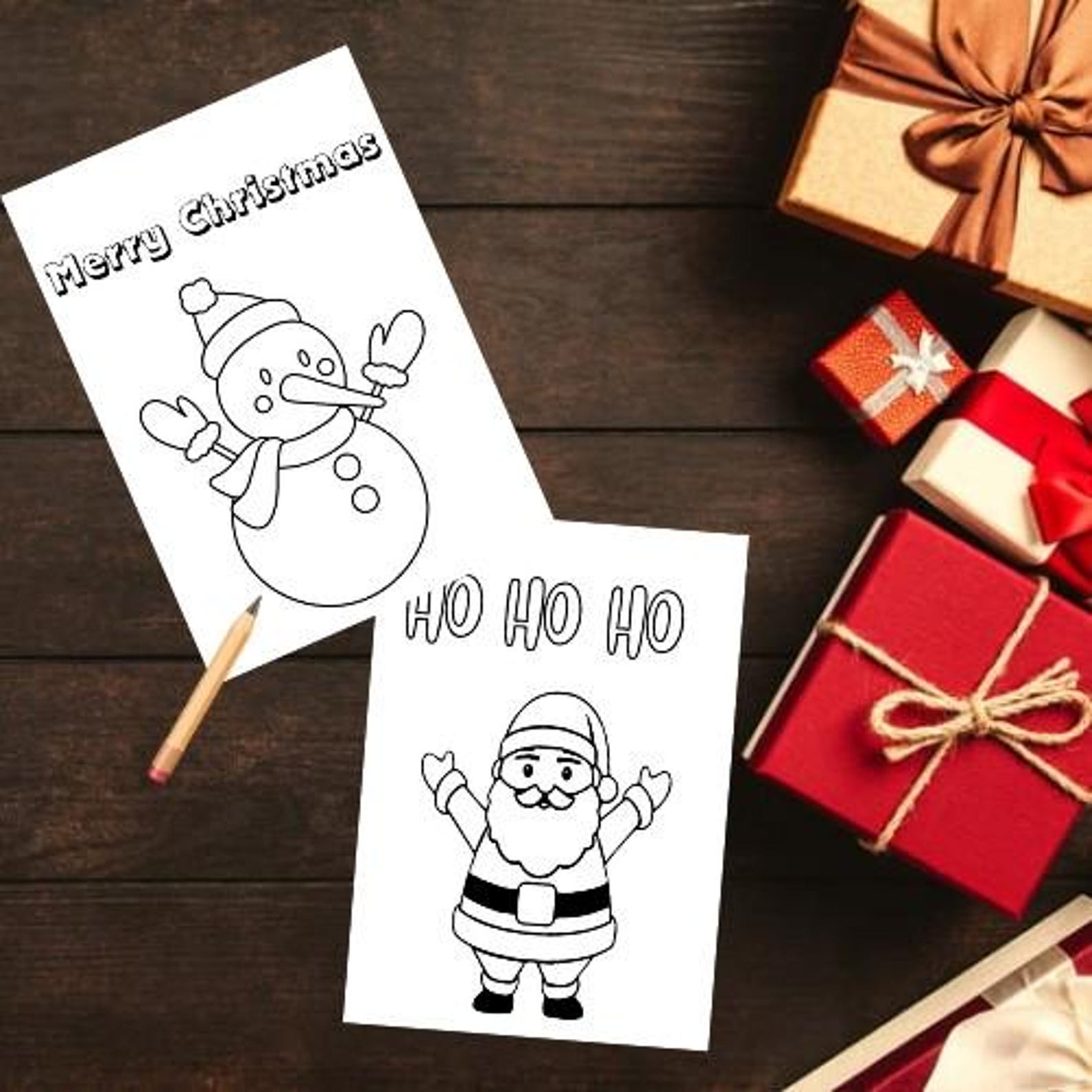 Printable Christmas Cards, Colouring Christmas Cards, Kids Colouring ...