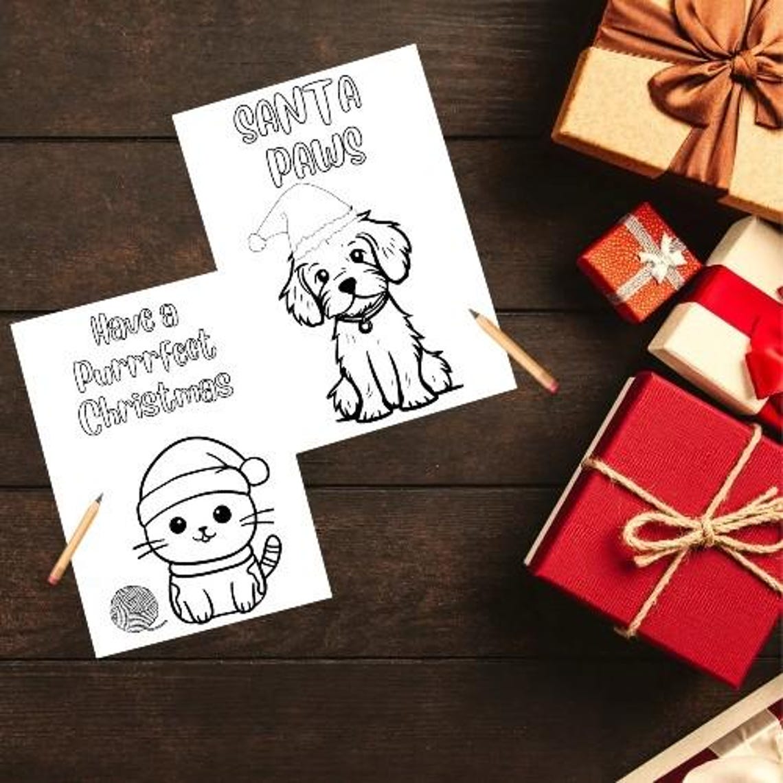 Printable Christmas Cards, Colouring Christmas Cards, Kids Colouring ...