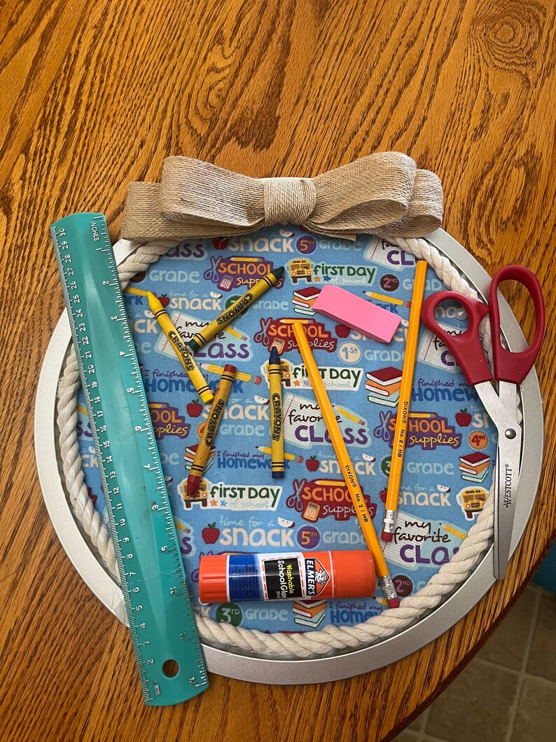 Handmade DIY Crafted Back to School Pizza Pan Decor - Etsy