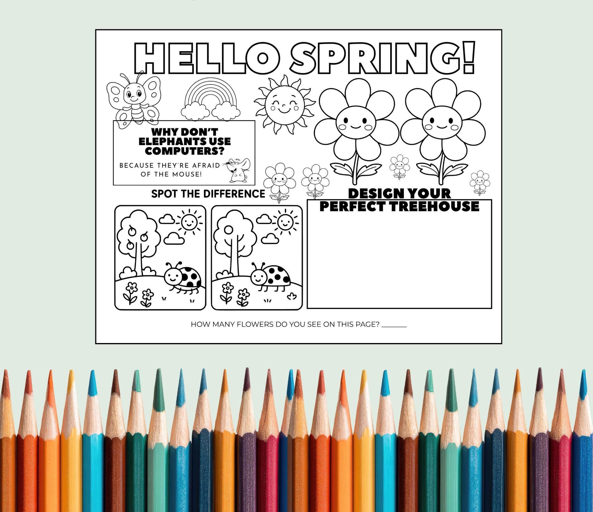 Hello Spring Activity Printable Placemat for Kids | Instant Download - Etsy