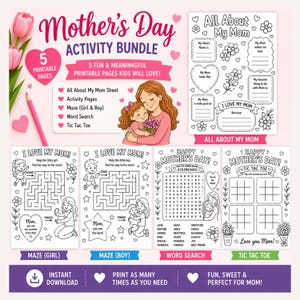 Mother’s Day Activity Bundle Printable | Instant Download - Etsy