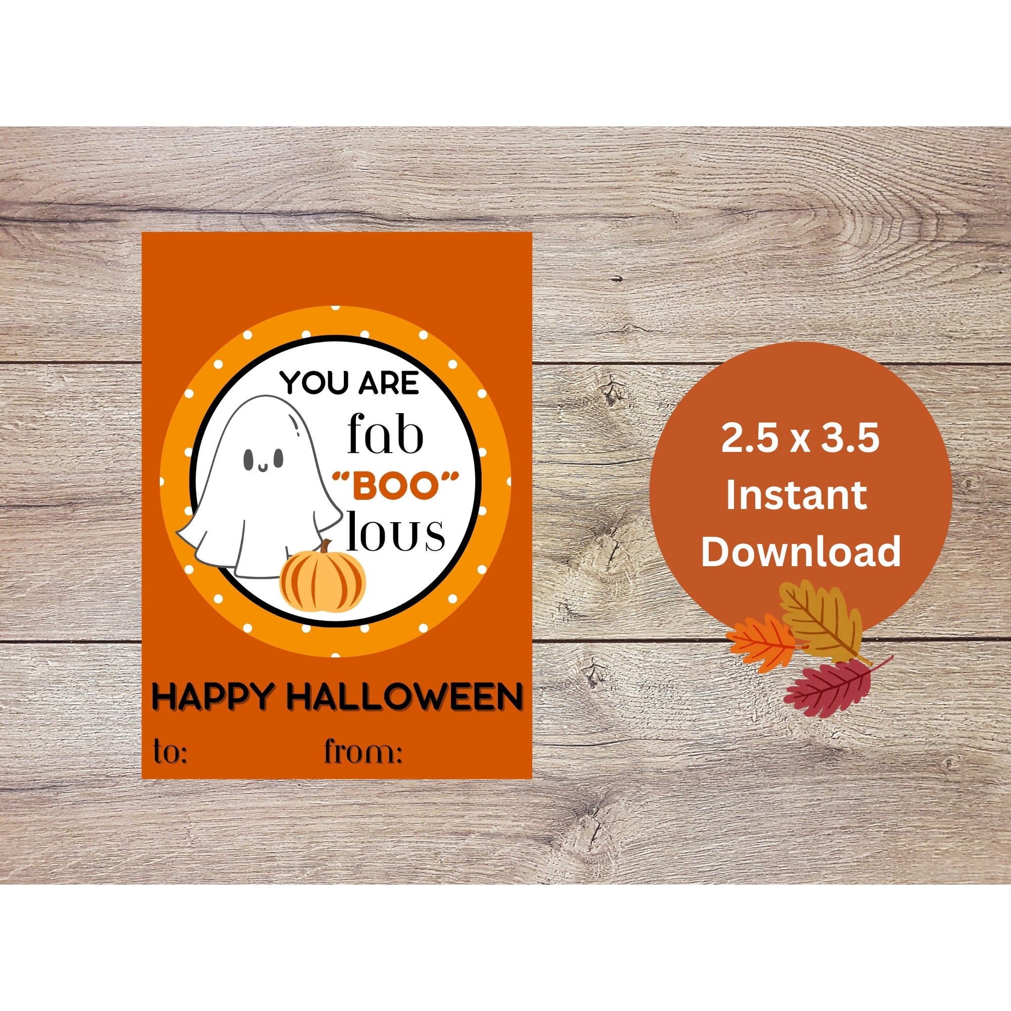 Halloween Gift Tag Printable Instant Printable Gift Tag You Are Fab-boo ...