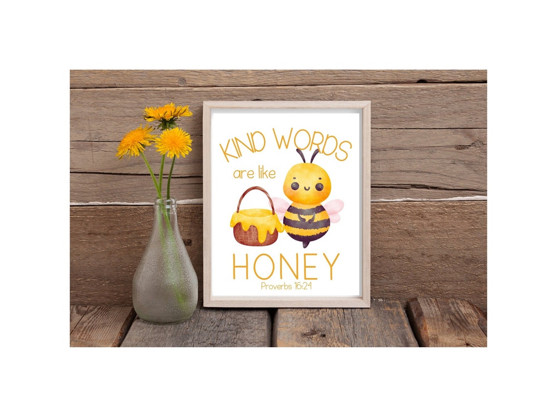 Kind Words Are Like Honey Printable | Inspirational Wall Art | Instant ...
