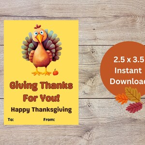 Thanksgiving Gift Tag Printable Instant Printable Gift Tag Giving ...