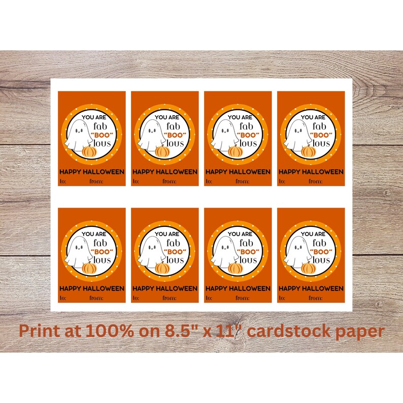 Halloween Gift Tag Printable Instant Printable Gift Tag You Are Fab-boo ...