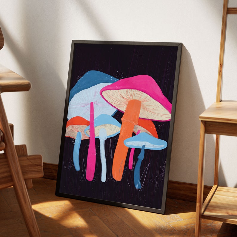 6 Colorful Mushrooms – Editable Printable Poster or Card - Etsy