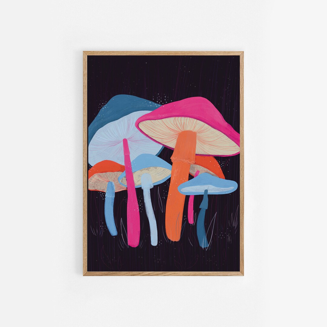 6 Colorful Mushrooms – Editable Printable Poster or Card - Etsy