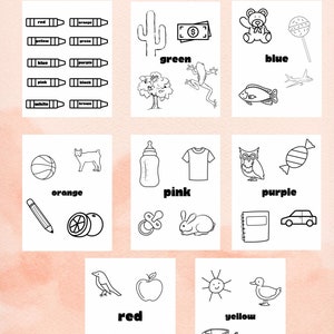 Printable Color Learning Worksheets Preschool Toddler - Etsy