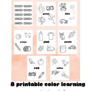 Printable Color Learning Worksheets Preschool Toddler - Etsy