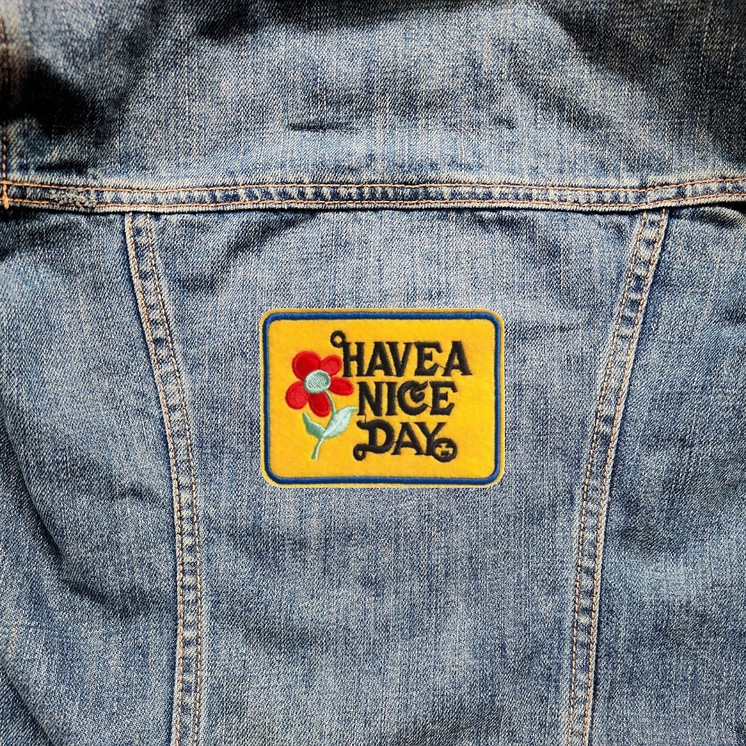 Have a Nice Day Vintage 70's Style Embroidered Flower Patch ...