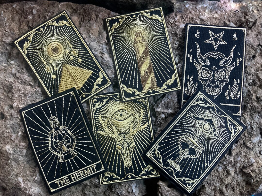 Gold Tarot Card Patches Embroidered - Iron-on for Your Backpack, Purse ...