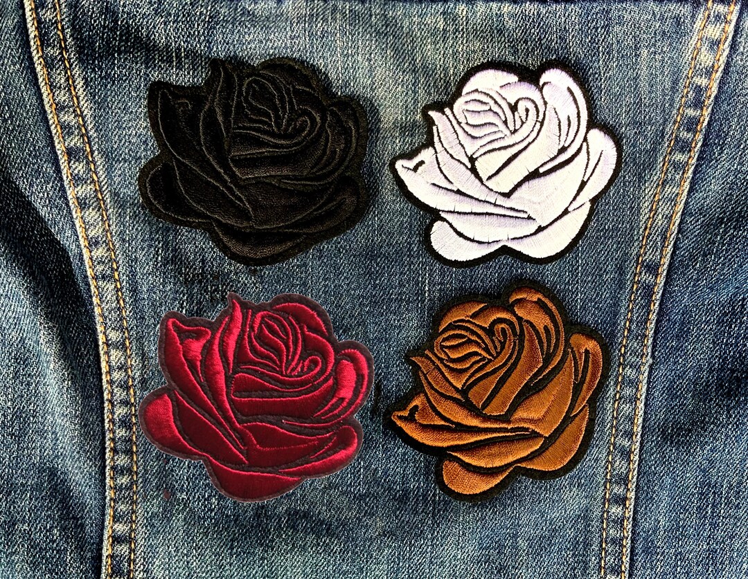 Rose Patches/red/black/white/brown - Embroidered Iron-on for Your ...