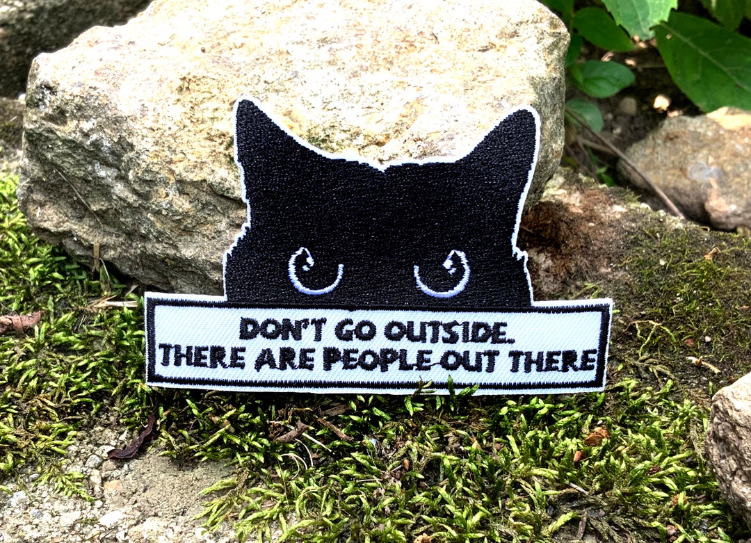 Black Cat Introvert Patch - Embroidered Iron-on for Your Backpack ...