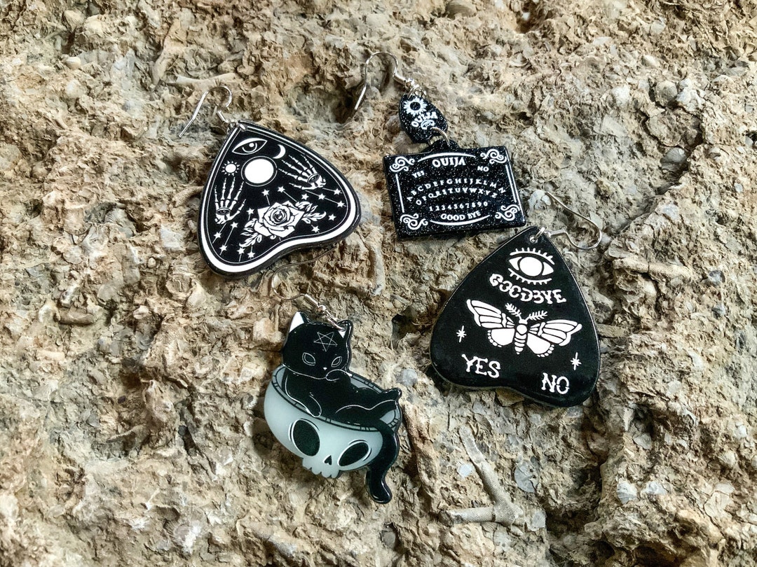Ouija Board Planchette Cat Lover Earrings Supernaturalist Gothic ...