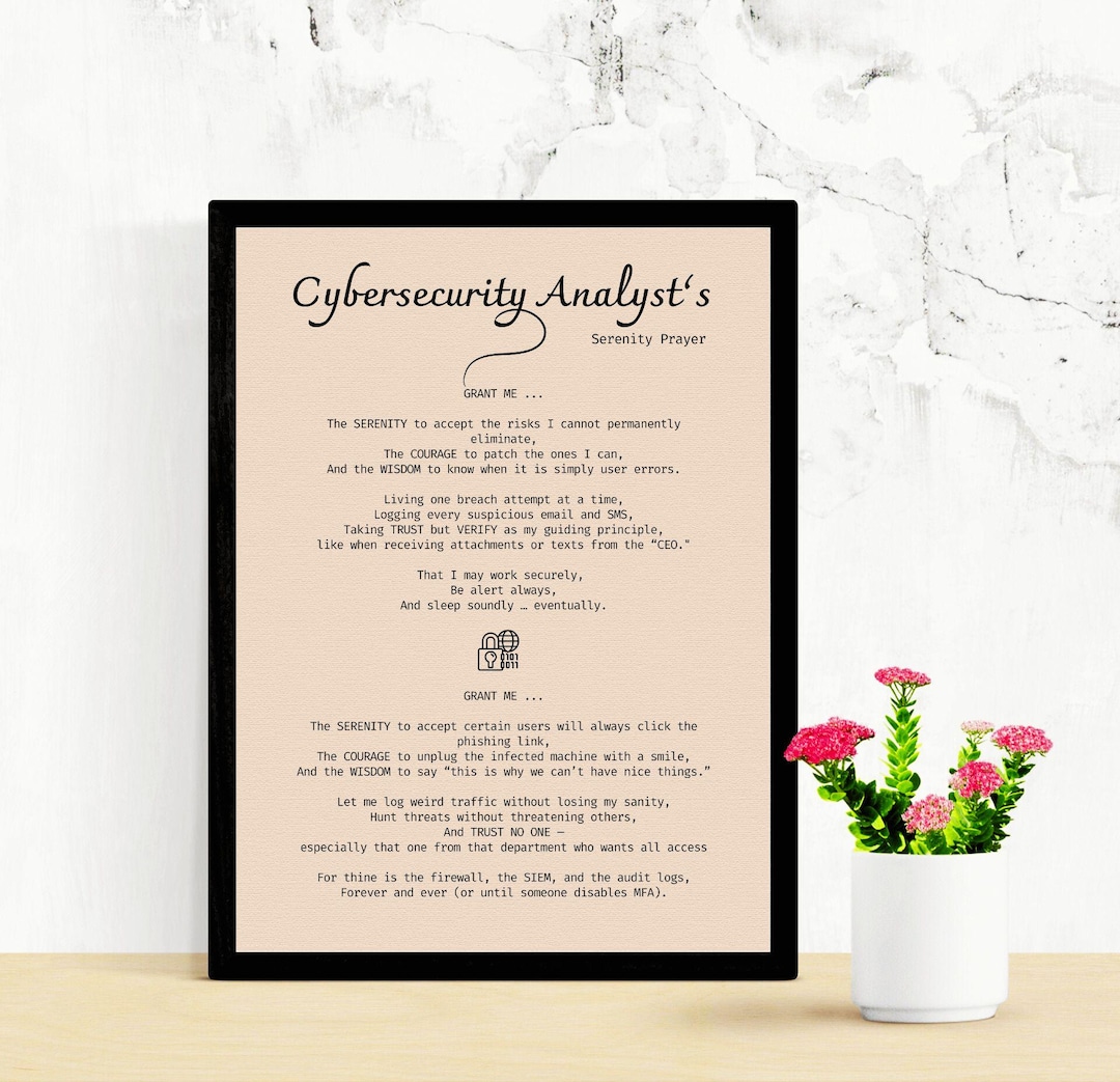 Cyber Security Serenity Prayer Printable - Funny Tech Support Office ...