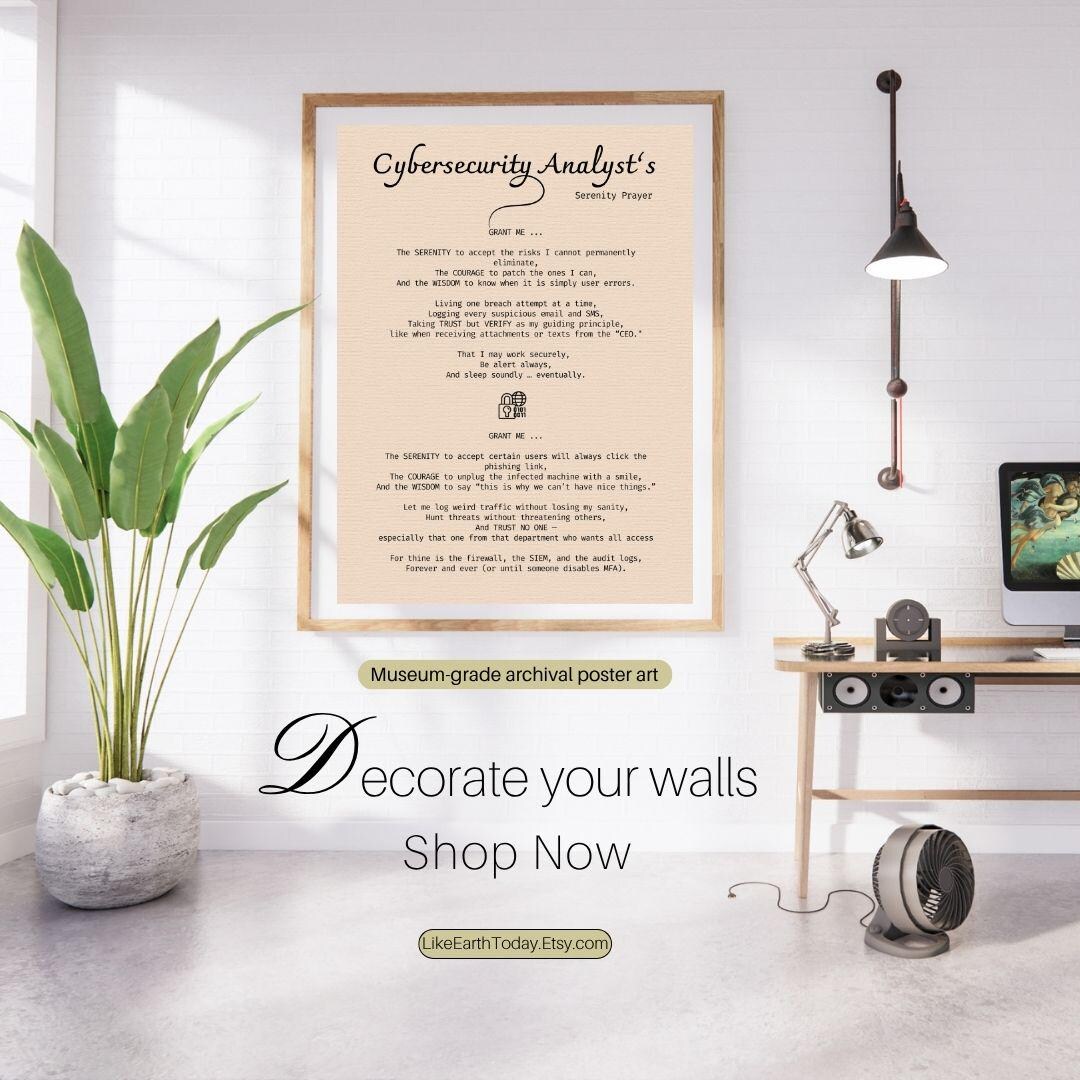 Cybersecurity Serenity Prayer Printable - Funny Tech Support Office ...