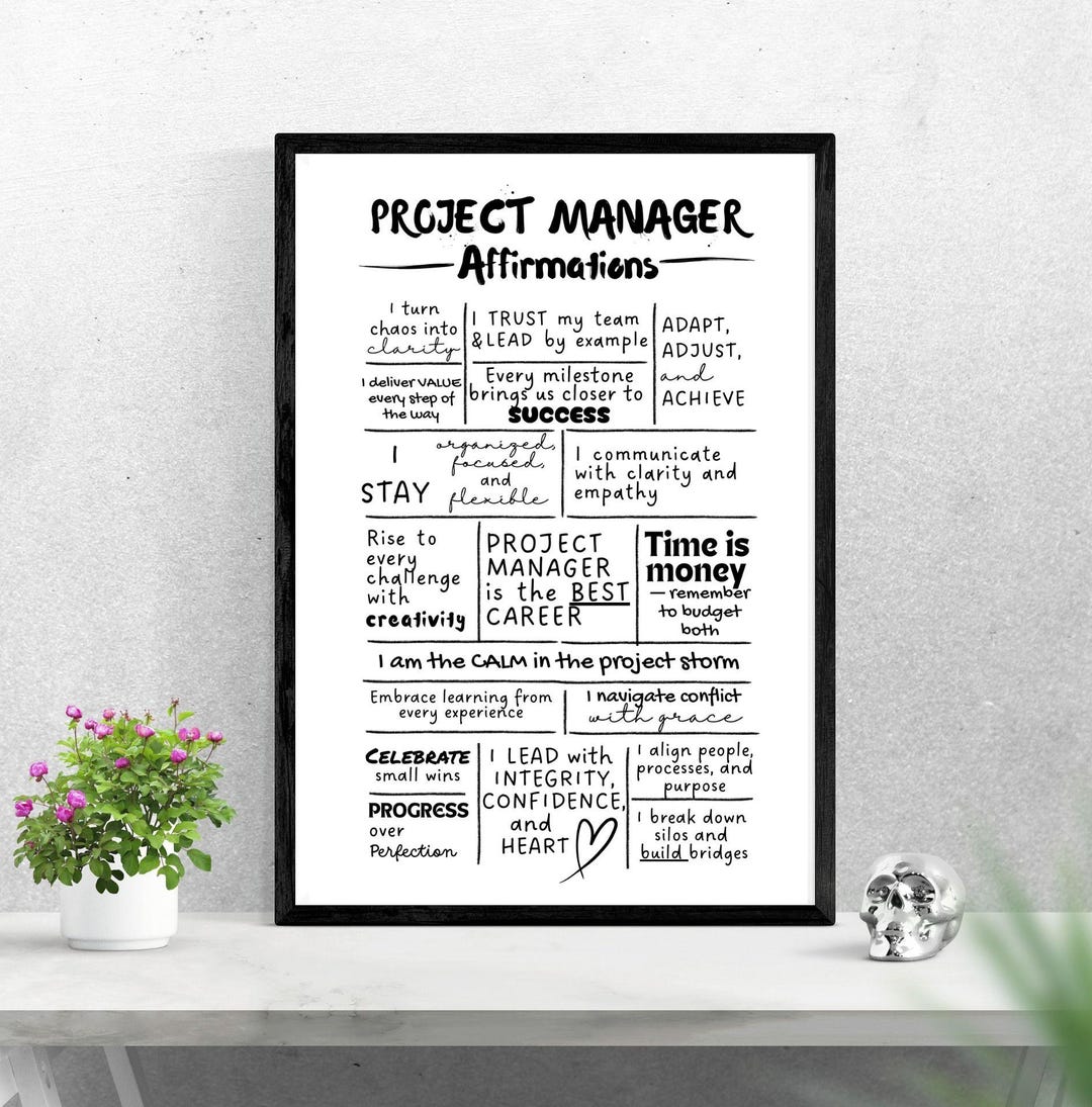 Project Manager Affirmations Motivational Art Print | Minimalist Home ...