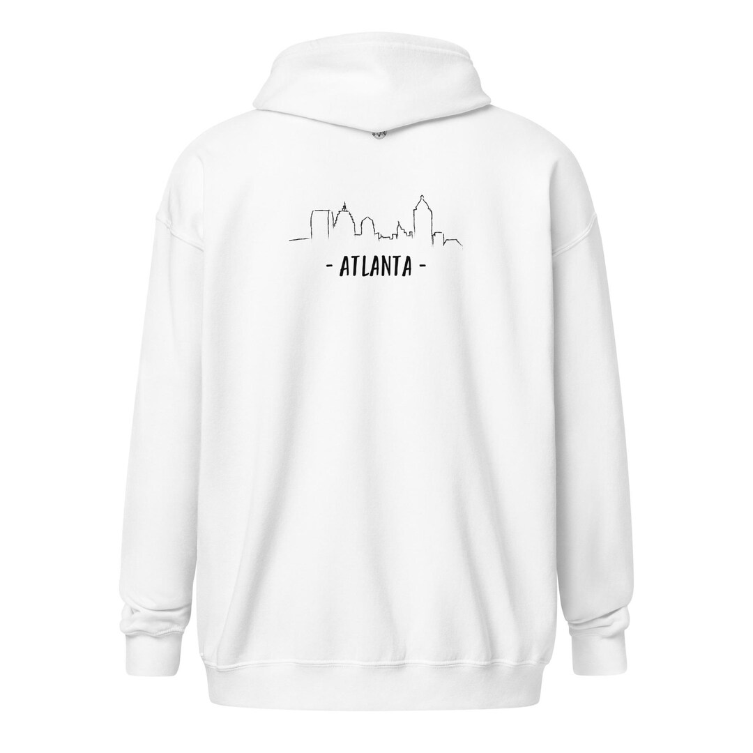 Atlanta Skyline Zip Hoodie, Hand Drawn Atlanta GA Hoodie, Atlanta ...