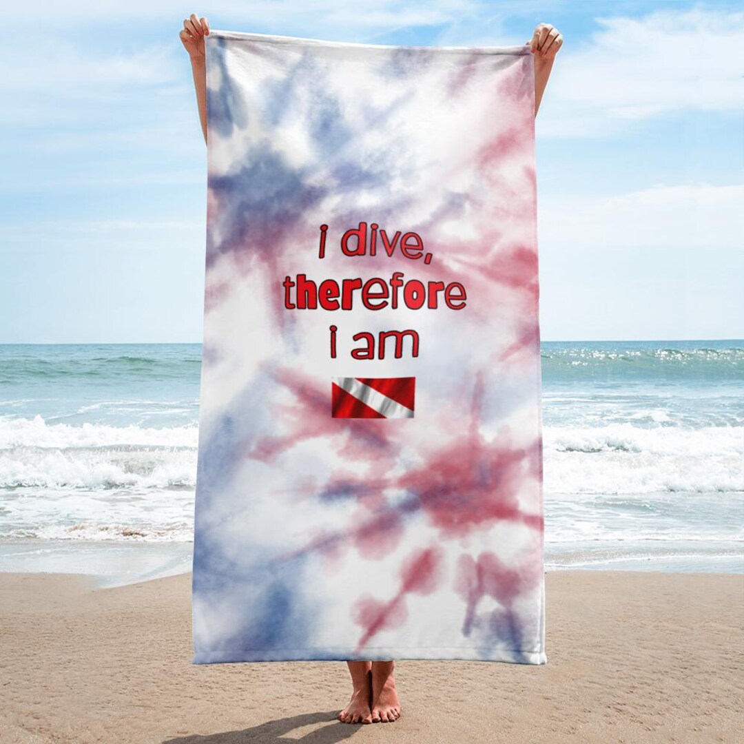 I Dive Therefore I Am Towel, Scuba Diver Towel, Diving Towel, Funny ...