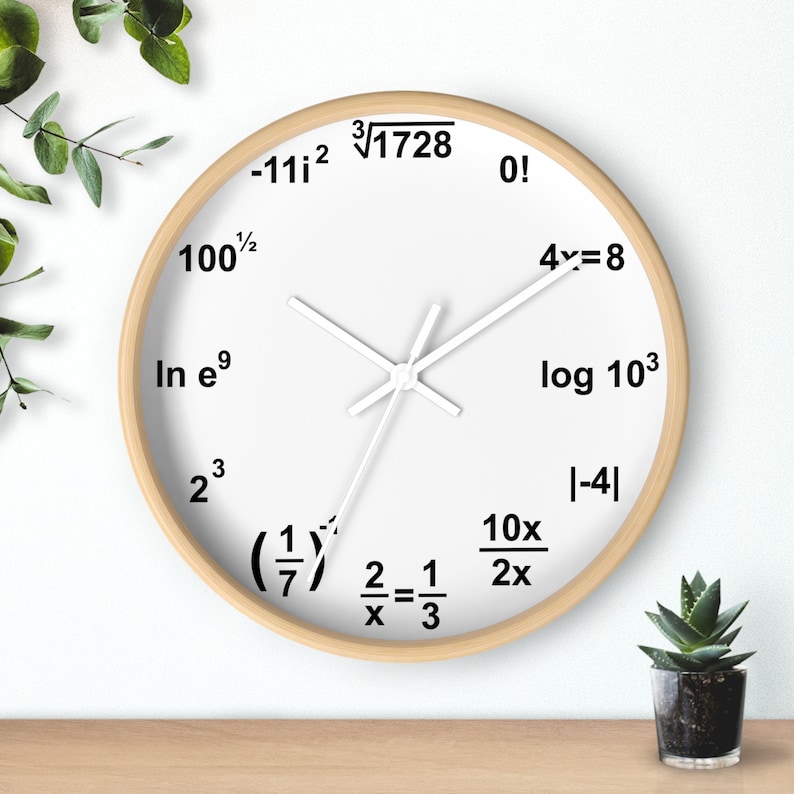 Algebra Wooden Wall Clock Math Classroom Home School Decor Math Clock ...
