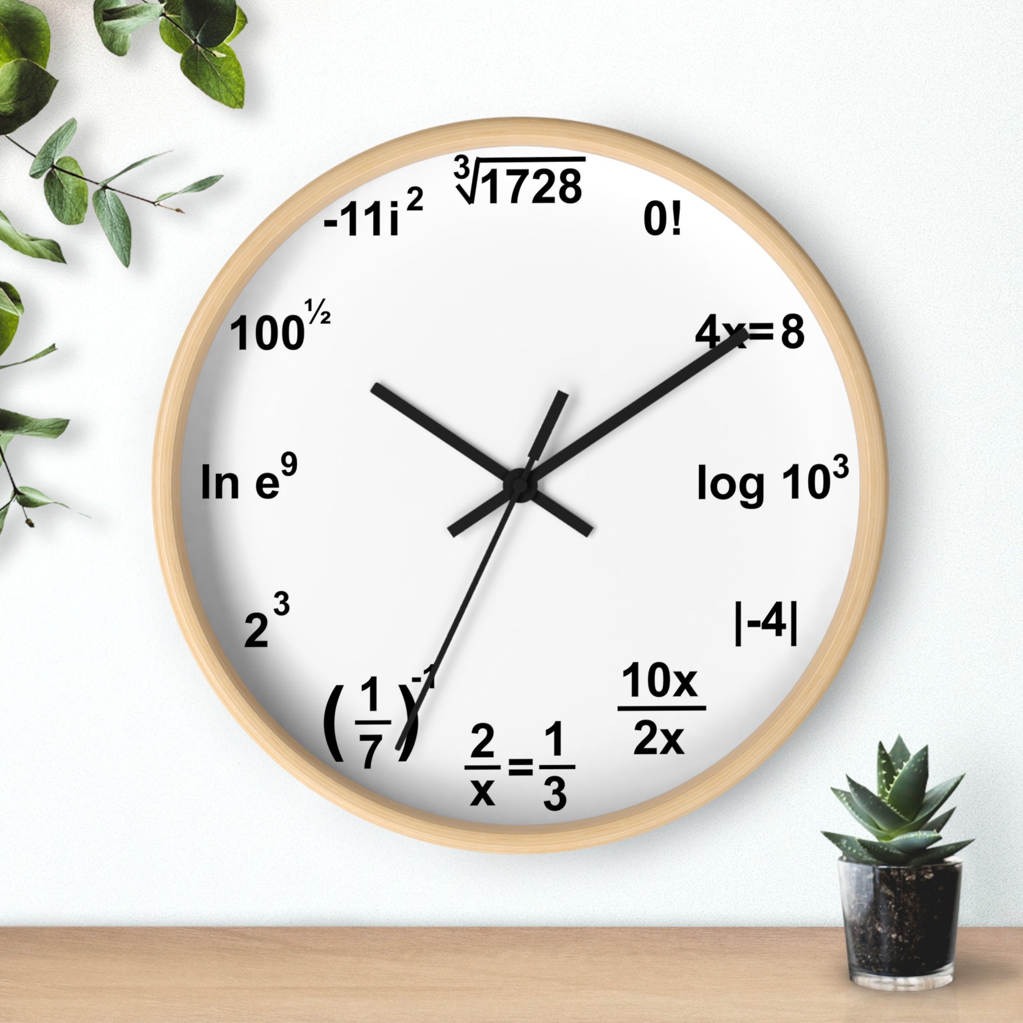 Algebra Wooden Wall Clock Math Classroom Home School Decor Math Clock ...