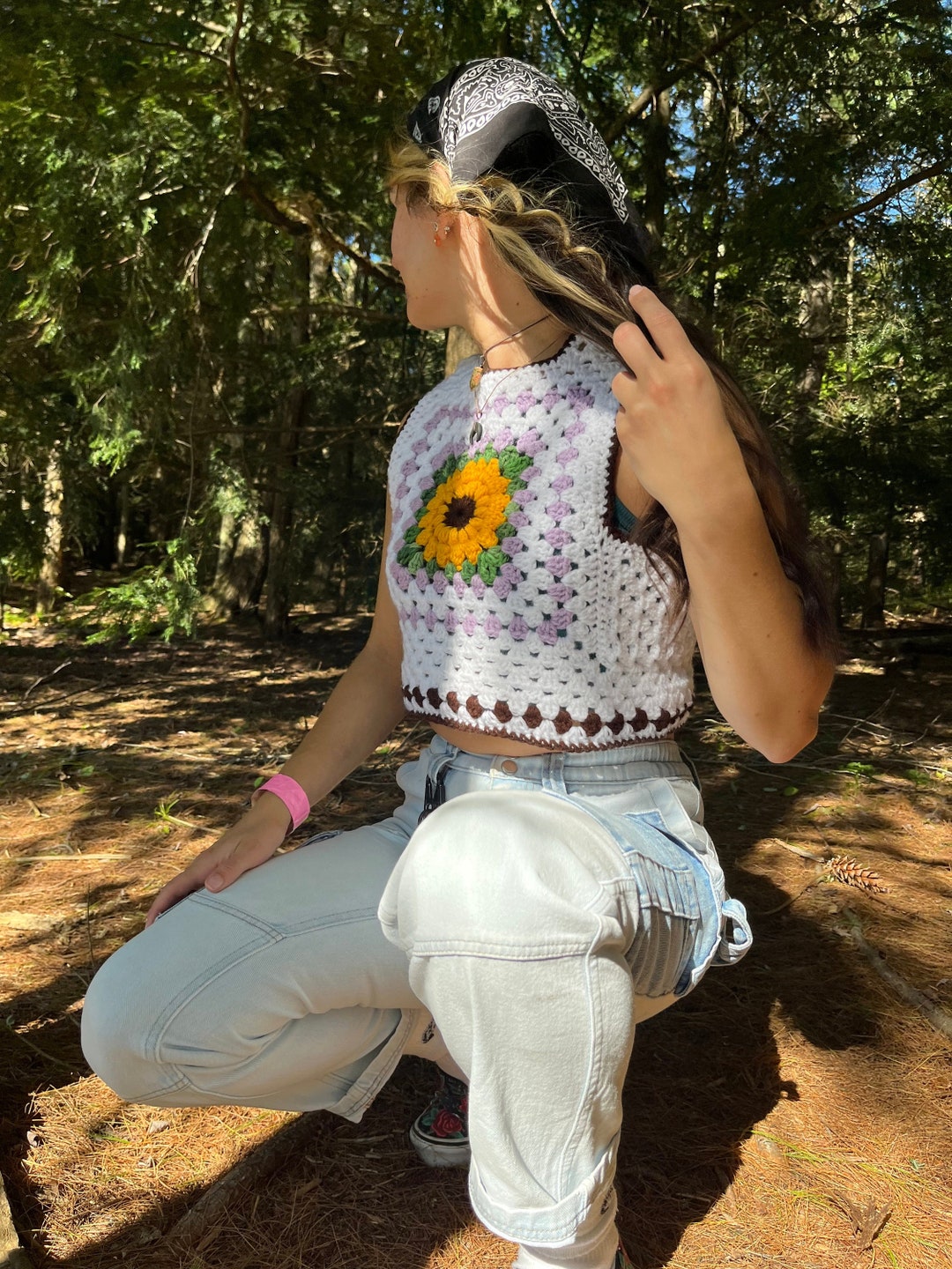 Sunflower Granny Sweater Vest - Etsy