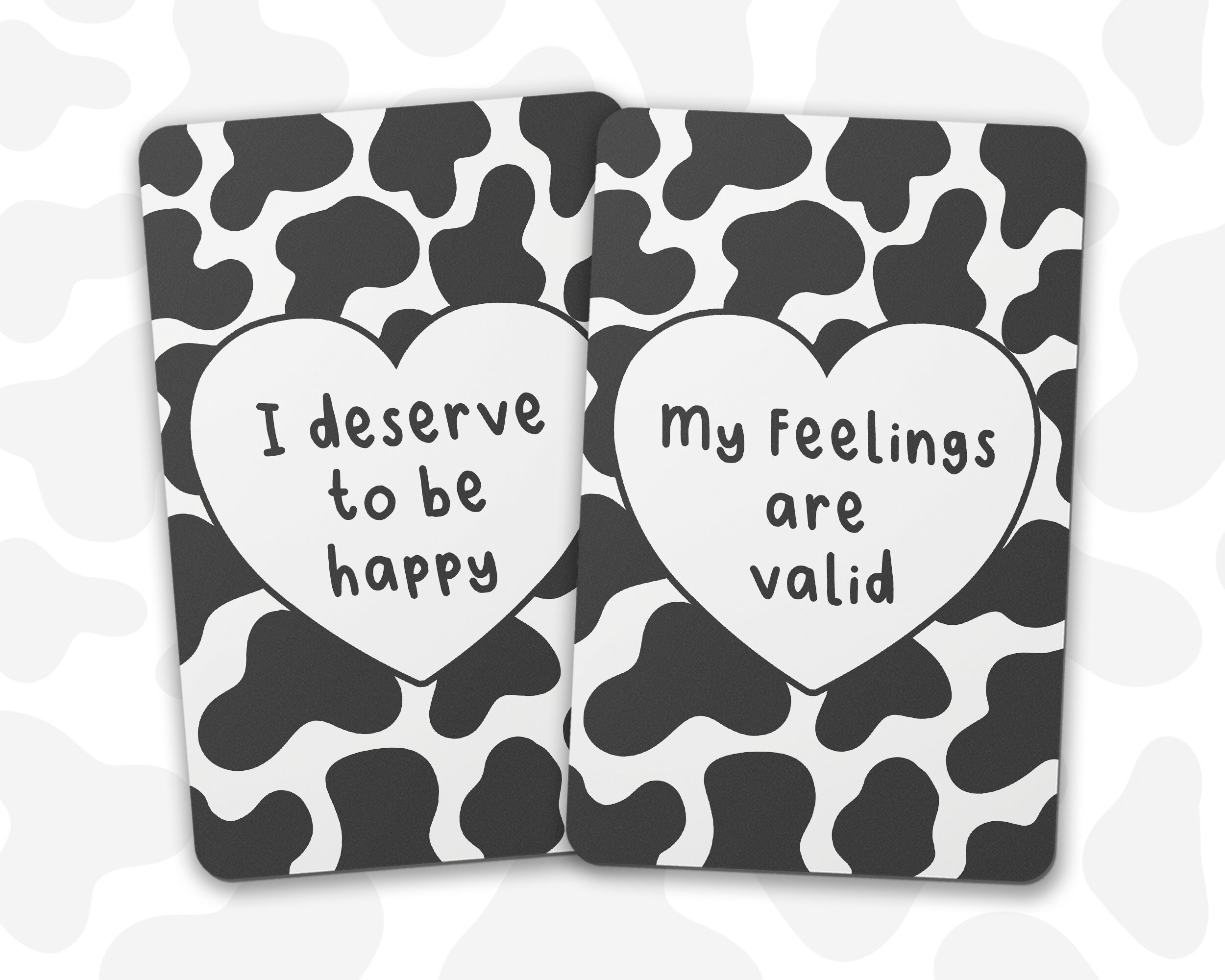 Cow Print Affirmation Cards: Daily Positive Quotes, Self-care (A6, Set ...