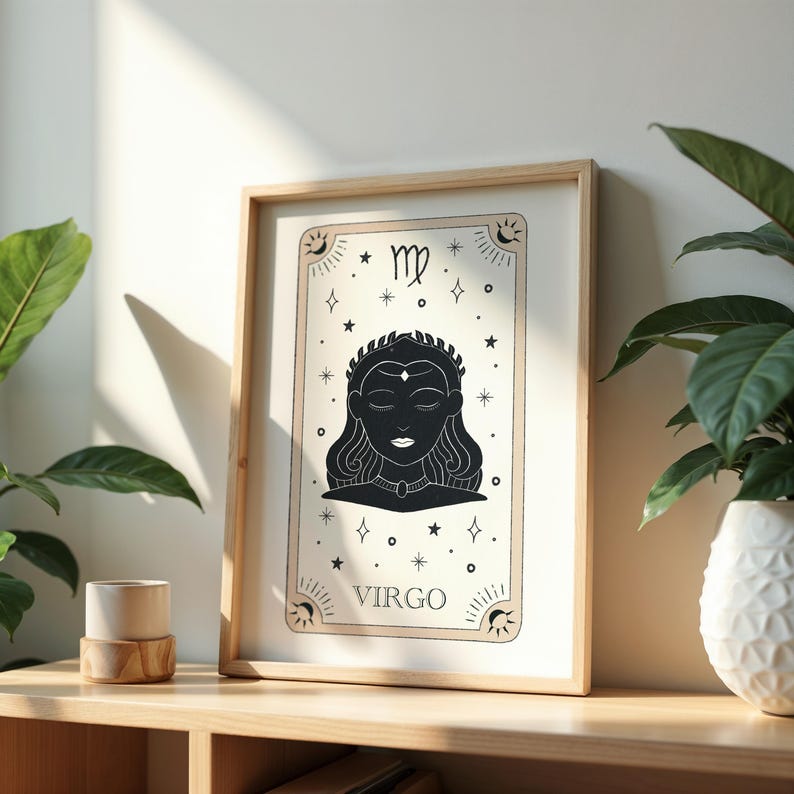 Virgo Star Sign Print: Tarot Card Zodiac Wall Art, (unframed or Digital ...
