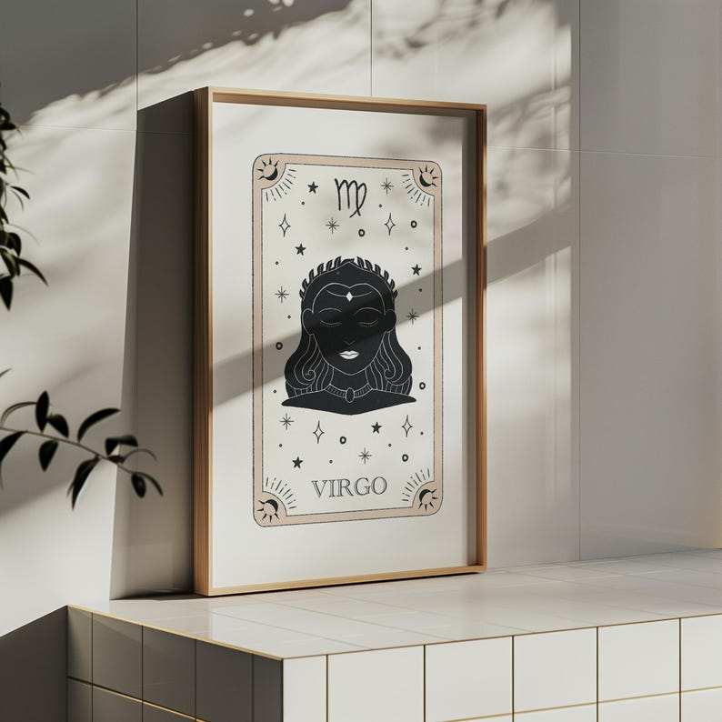 Virgo Star Sign Print: Tarot Card Zodiac Wall Art, (unframed or Digital ...